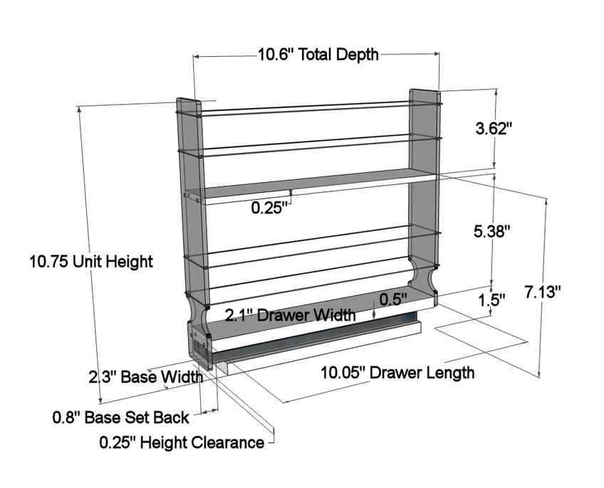 2x2x11 Spice Rack Drawer – Vertical Spice